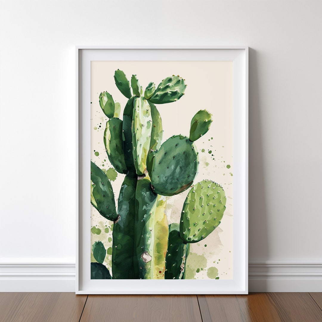 Prickly Cactus Printable Art, Flat Cacti Poster, DIY Digital Artwork ...