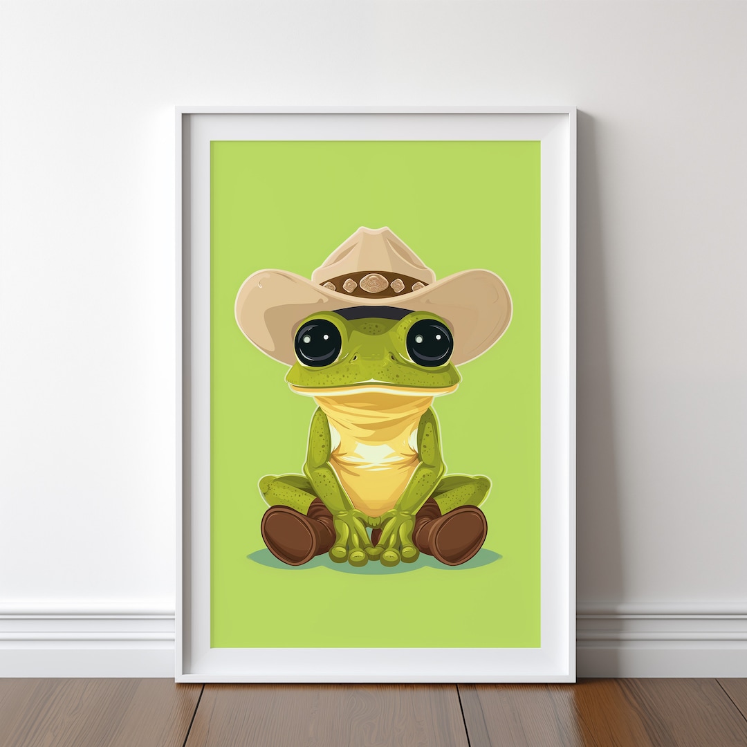 Funny Frog Printable Art, Western Frog Poster, DIY Digital Artwork ...