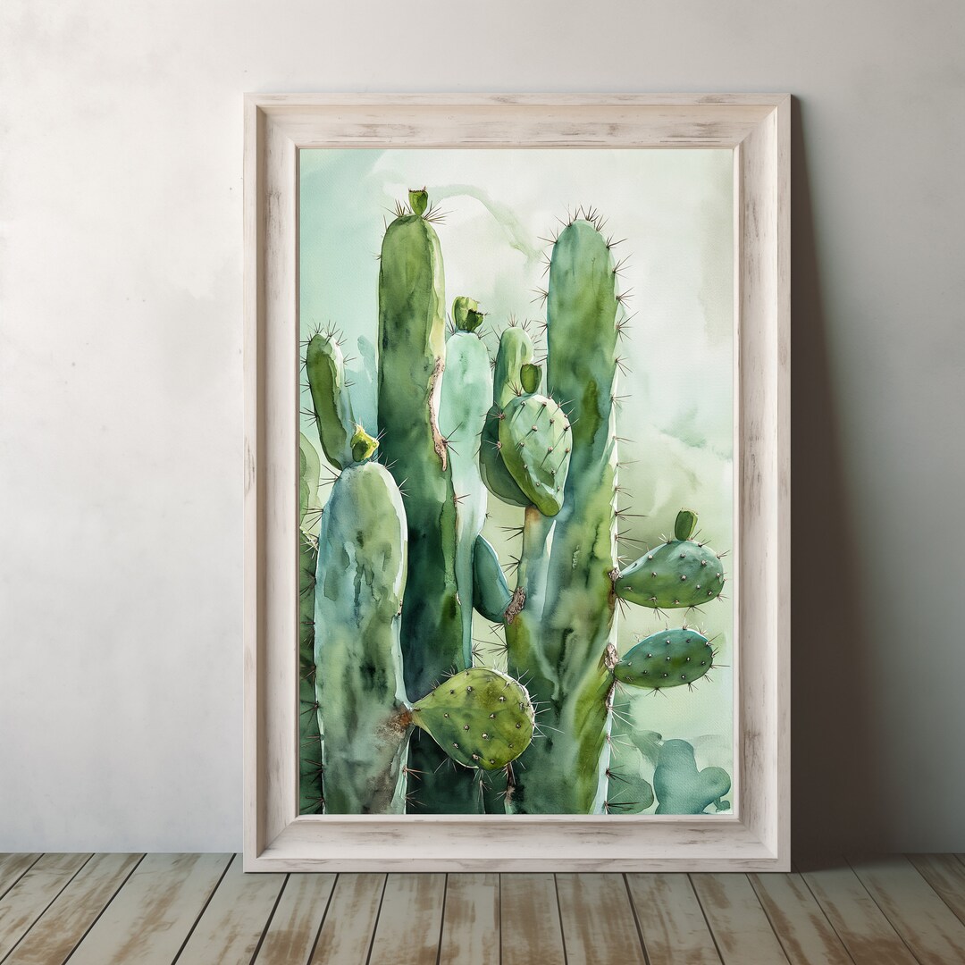Prickly Cactus Printable Art, Flat Cacti Poster, DIY Digital Artwork ...