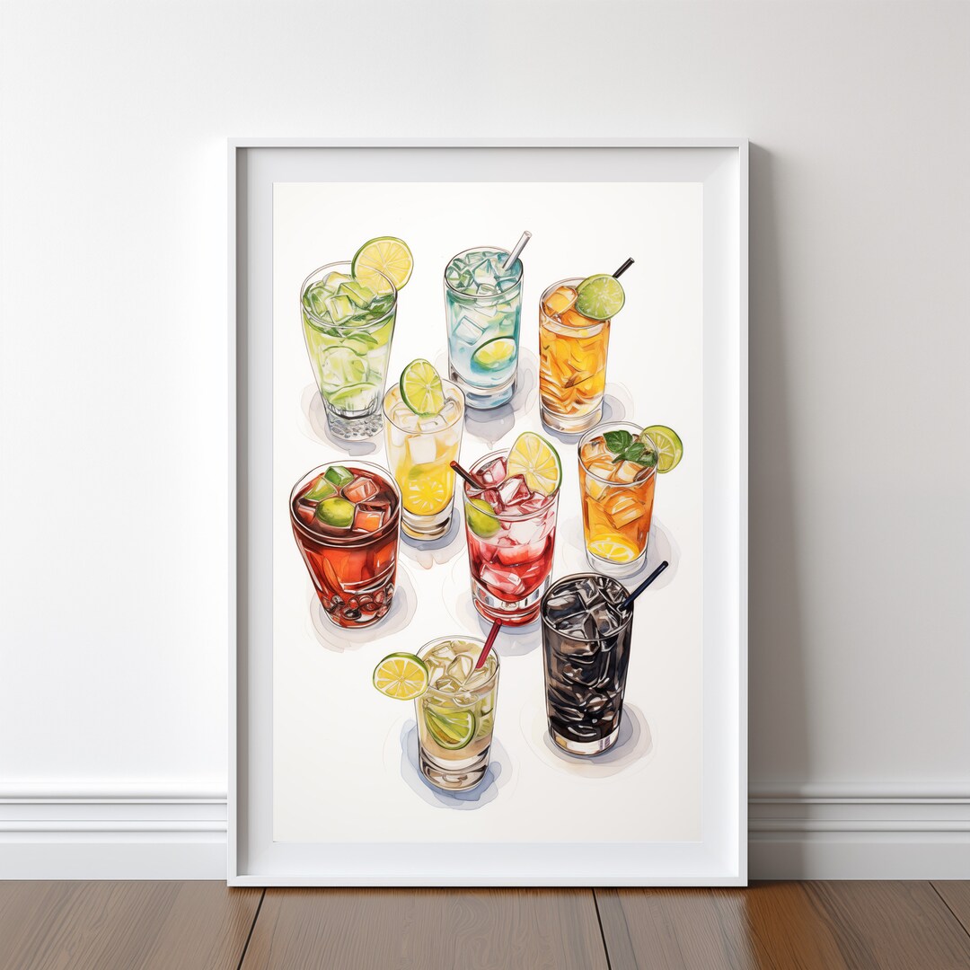 Cocktail Printable Art, Cocktail Drink Poster, DIY Digital Artwork ...