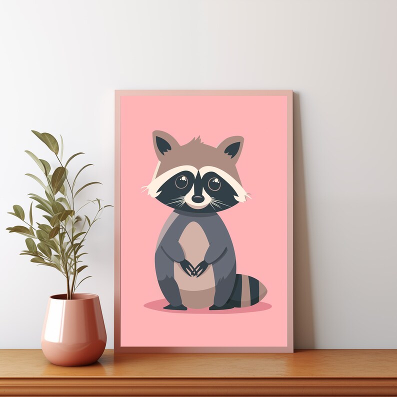 Cute Raccoon Printable Art, Raccoon Poster, DIY Digital Artwork ...