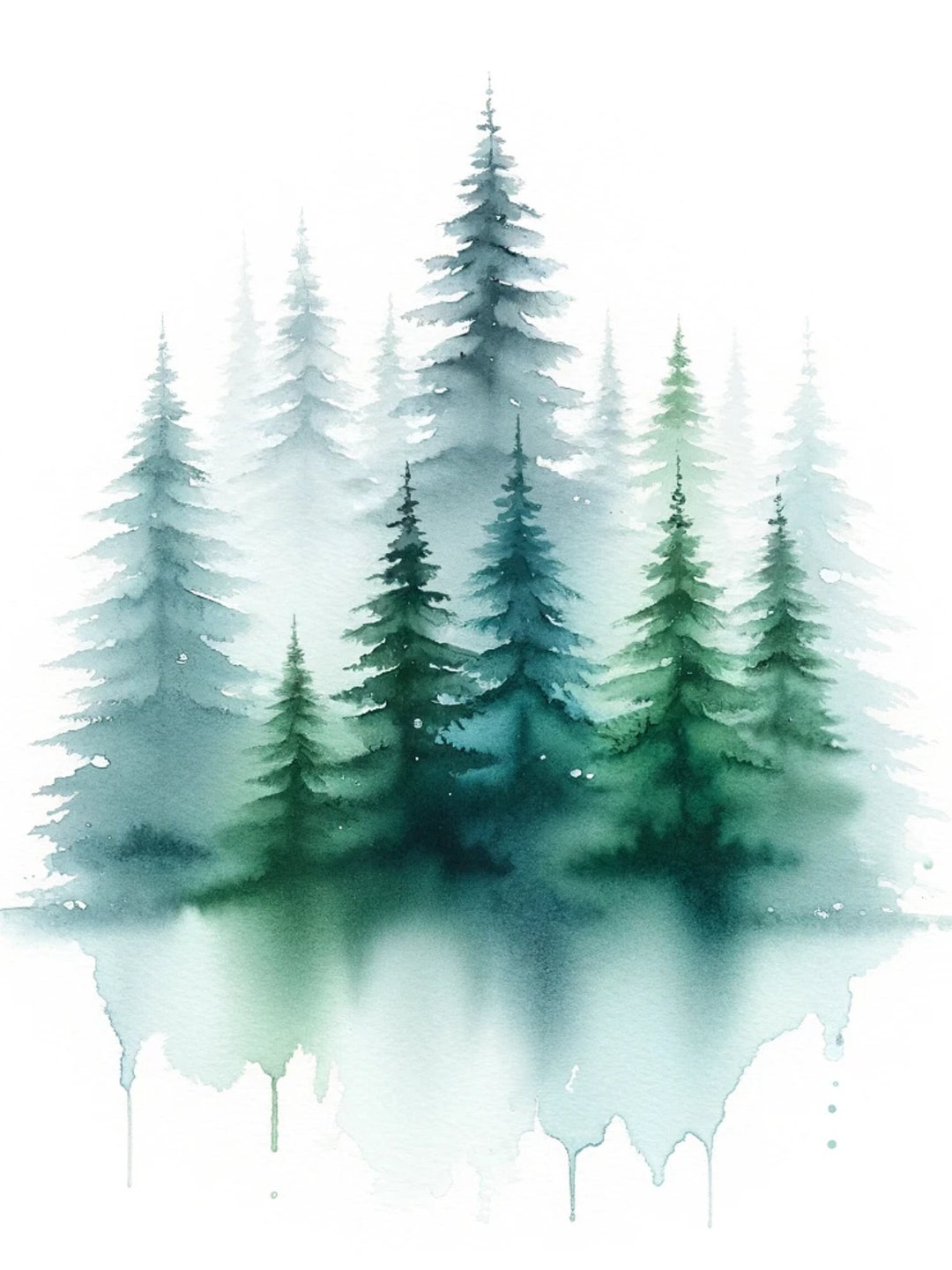 Watercolor Pine Tree Print - Etsy
