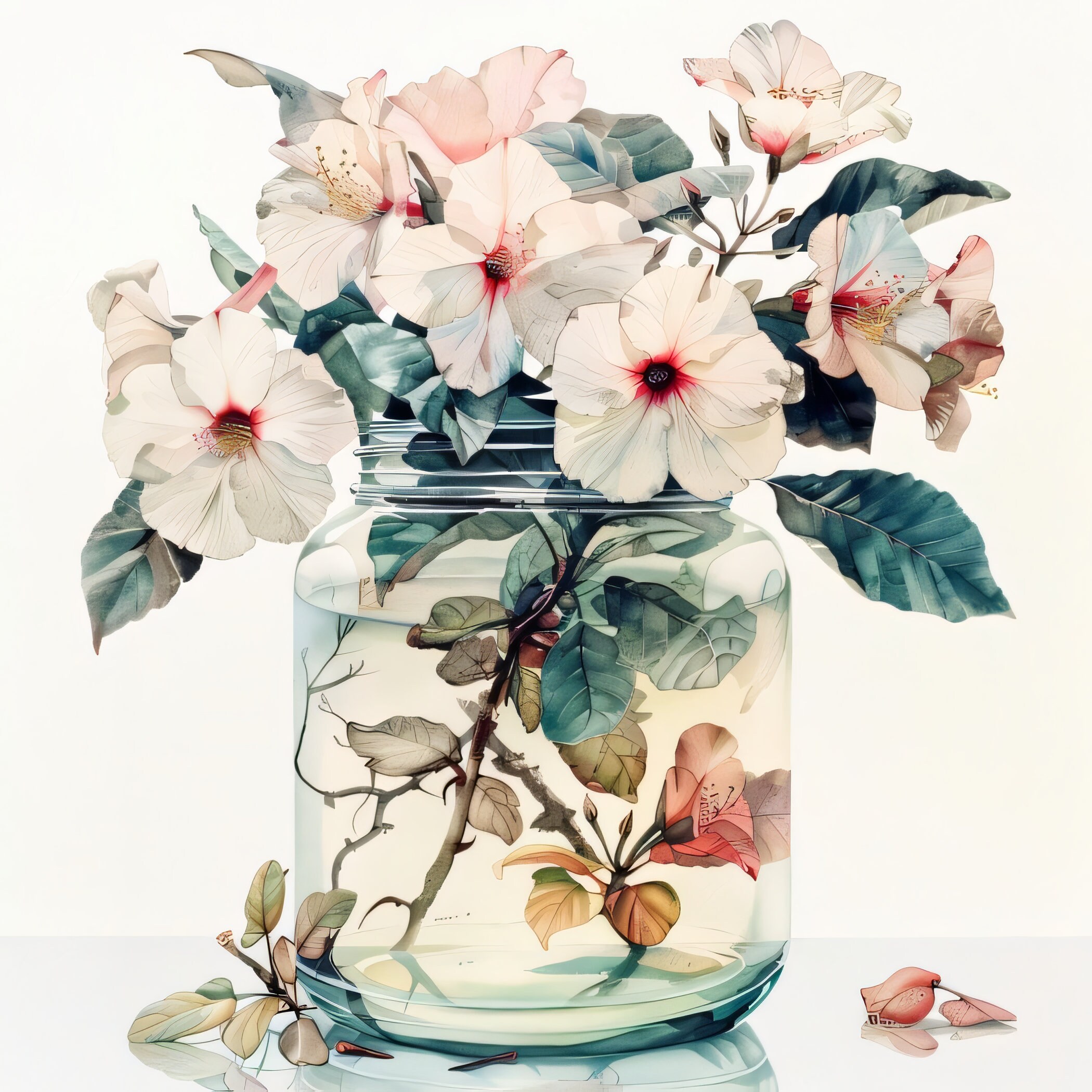 10 Flowers Jar Clipart High Quality , Printable Watercolor Clipart ...