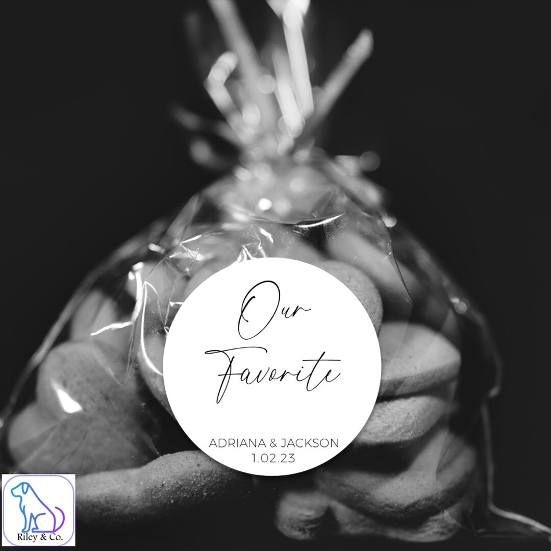 Our Favorite 2" Wedding Favor Sticker, Favor Sticker, Modern Clear ...