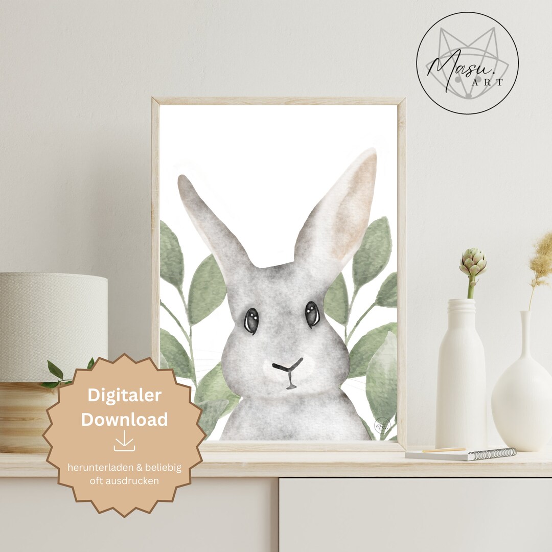 Poster DIN A3 & A4 Rabbit Forest Animals PDF Digital Download Poster to ...