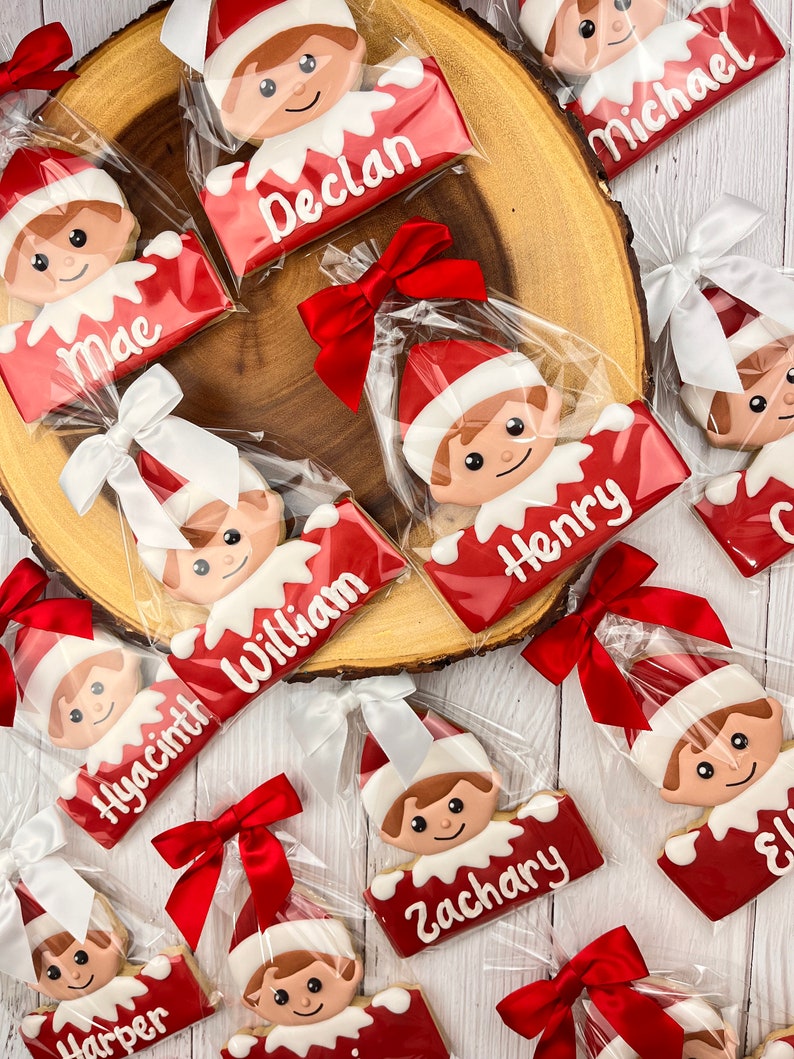 PERSONALIZED Elf SUGAR COOKIE, Elf Christmas Cookies, Cookies Decorated ...
