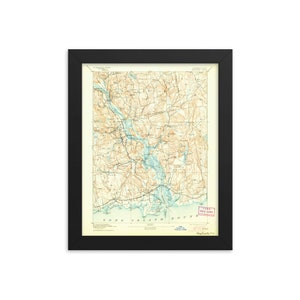 Saybrook CT 1893, Old Archival Map of Saybrook, Framed Matte Thick ...