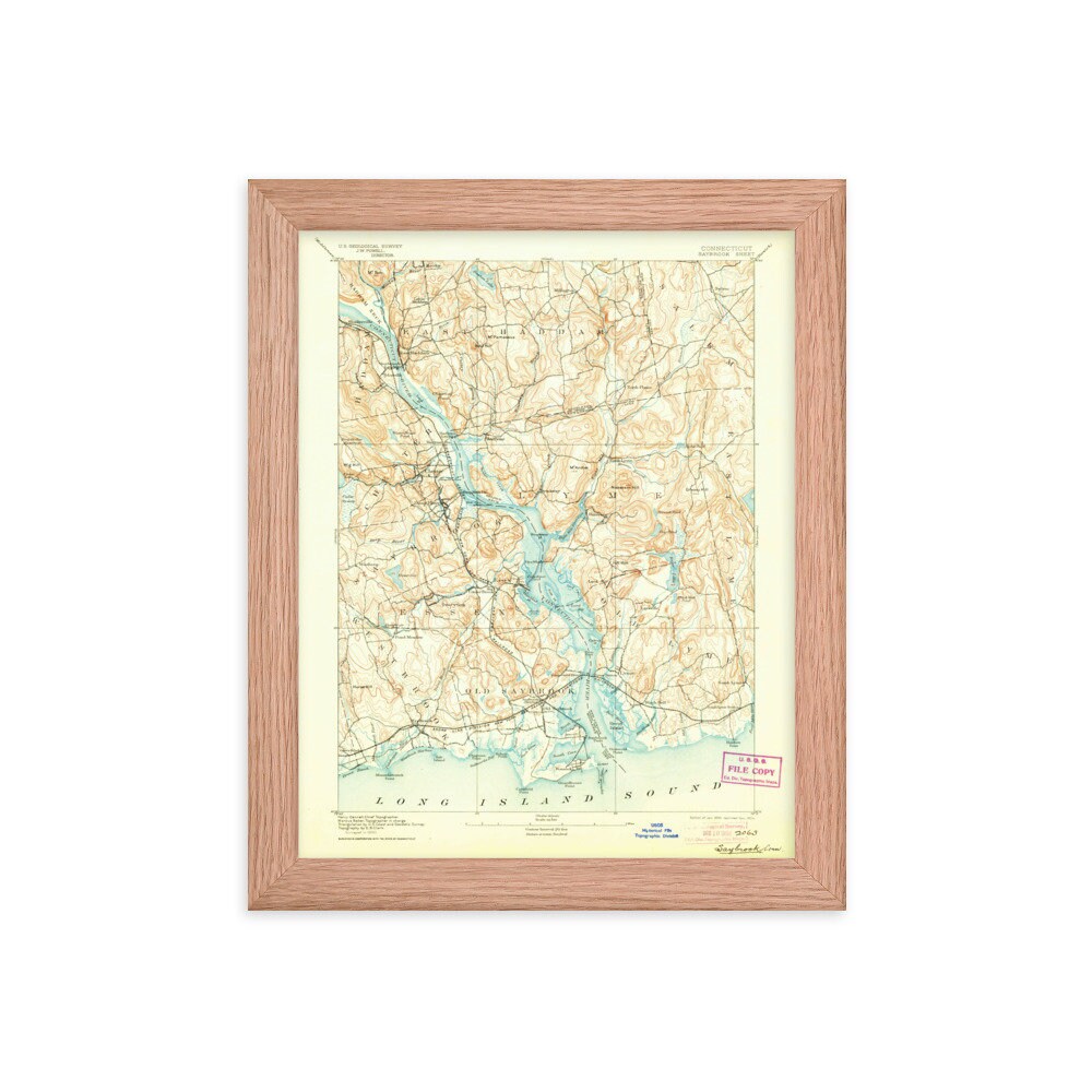 Saybrook CT 1893, Old Archival Map of Saybrook, Framed Matte Thick ...