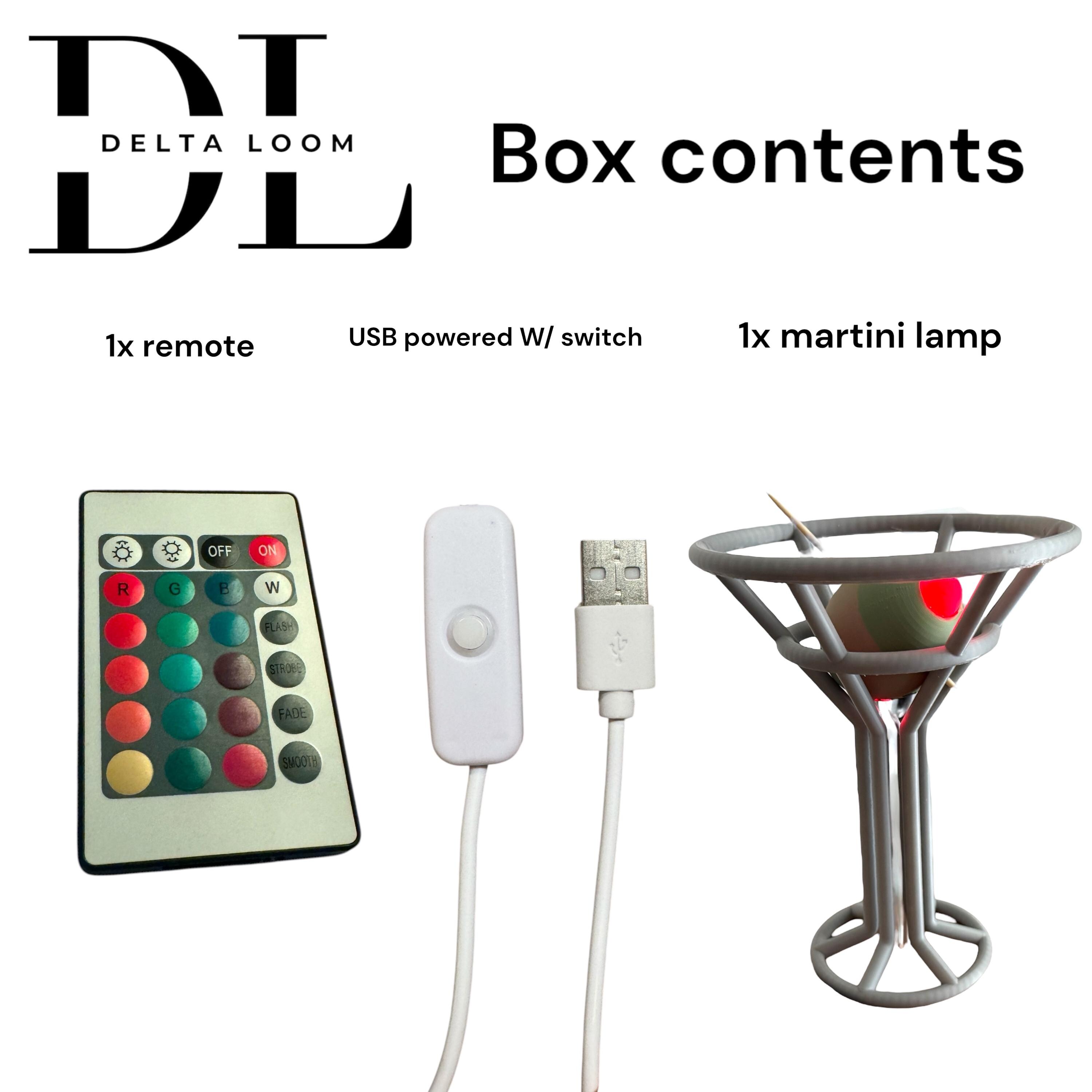 Martini Glass Olive Lamp - 15 Color LED Light W/ Remote, USB Powered ...