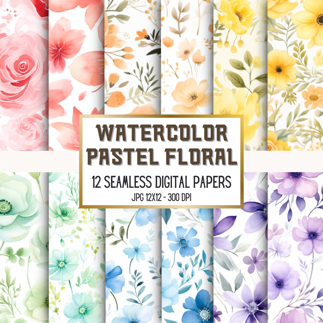 Flowers Digital Paper, Commercial Use, Watercolor Flower Backgrounds ...
