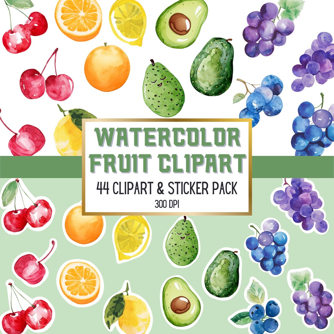 Fruits Digital Paper, Commercial Use, Watercolor Fruit Backgrounds ...