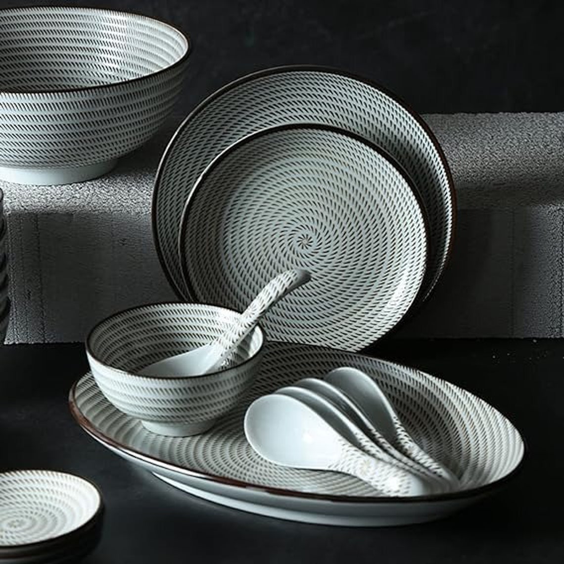 22 Piece Ceramic Dinnerware Set Elegant Stoneware Dinner Sets - Etsy
