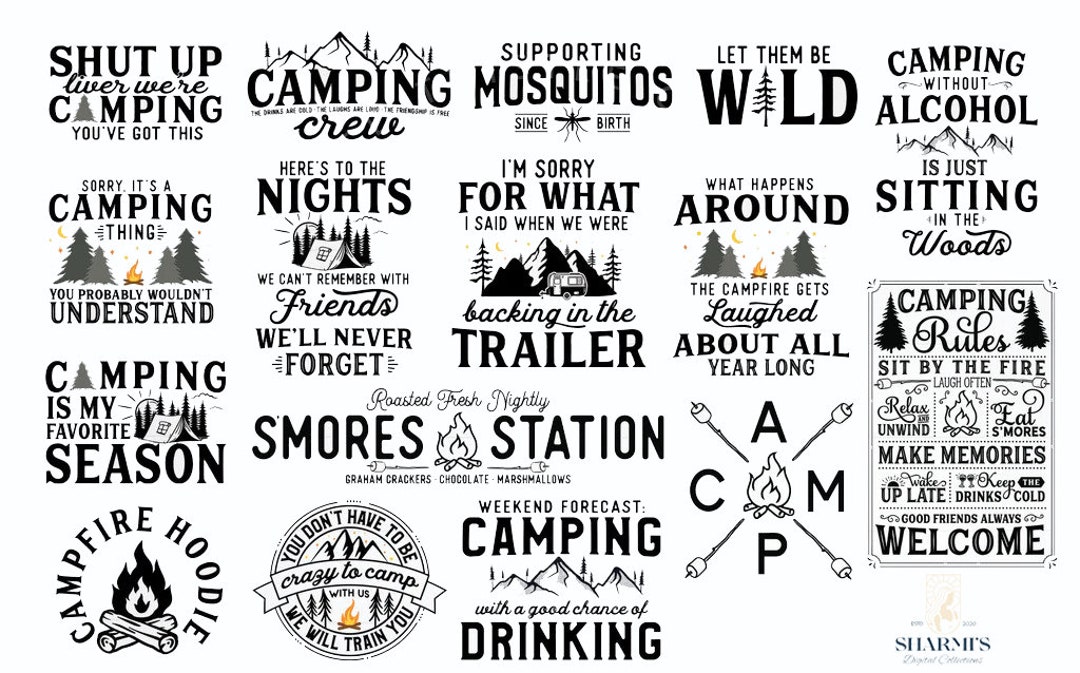 Funny Camping Sayings Clip Art Text SVG Bundle Files Cut Files - Etsy