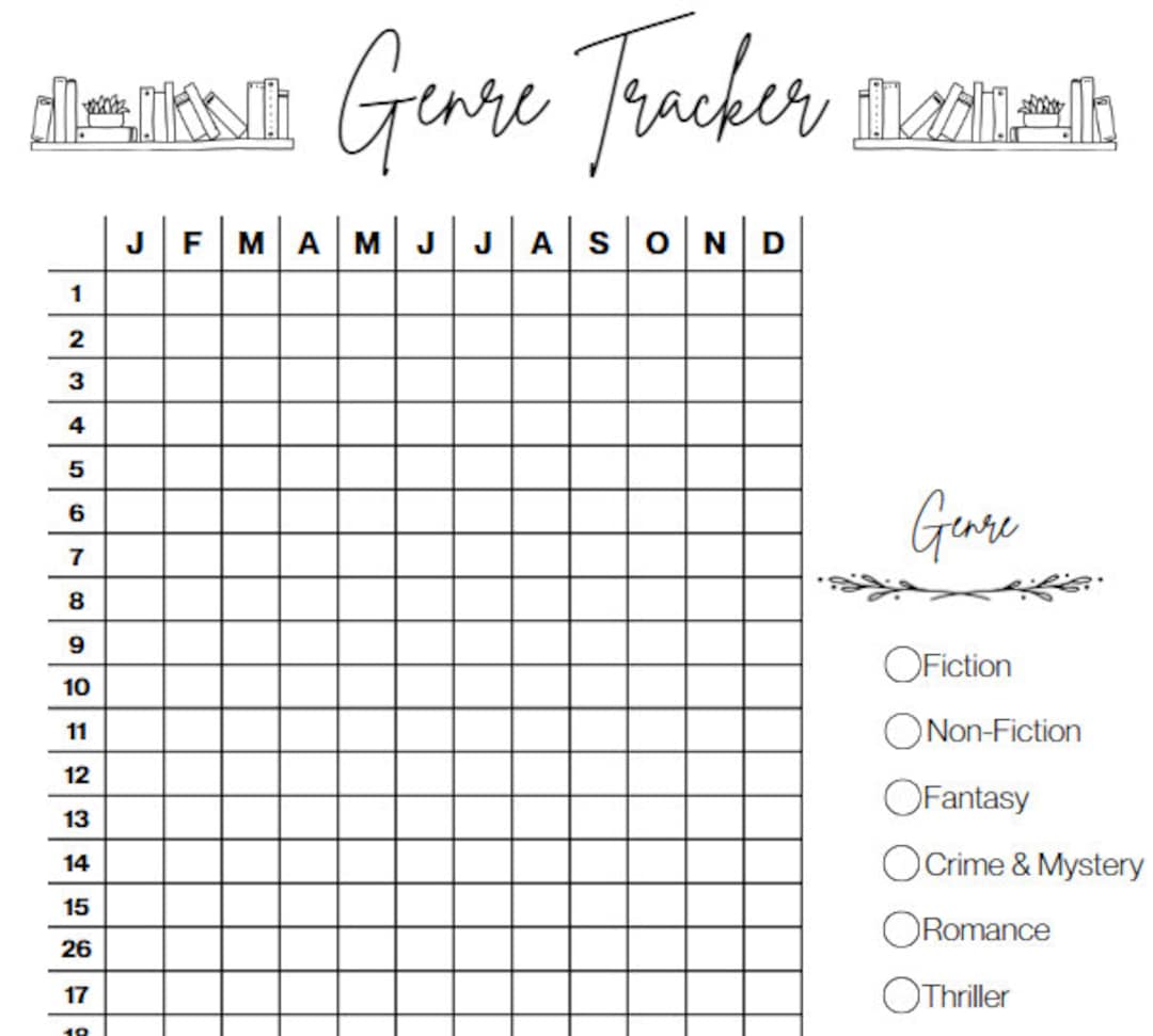 Reading Genre Tracker - Etsy