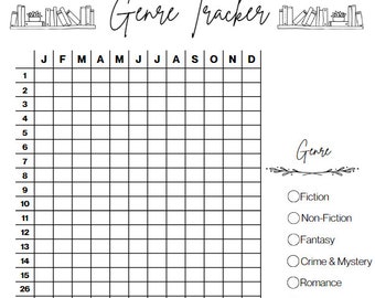 Reading Genre Tracker Printable Template, Reading Genre Chart, Reading ...