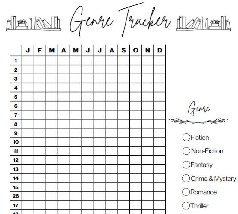 Reading Genre Tracker - Etsy
