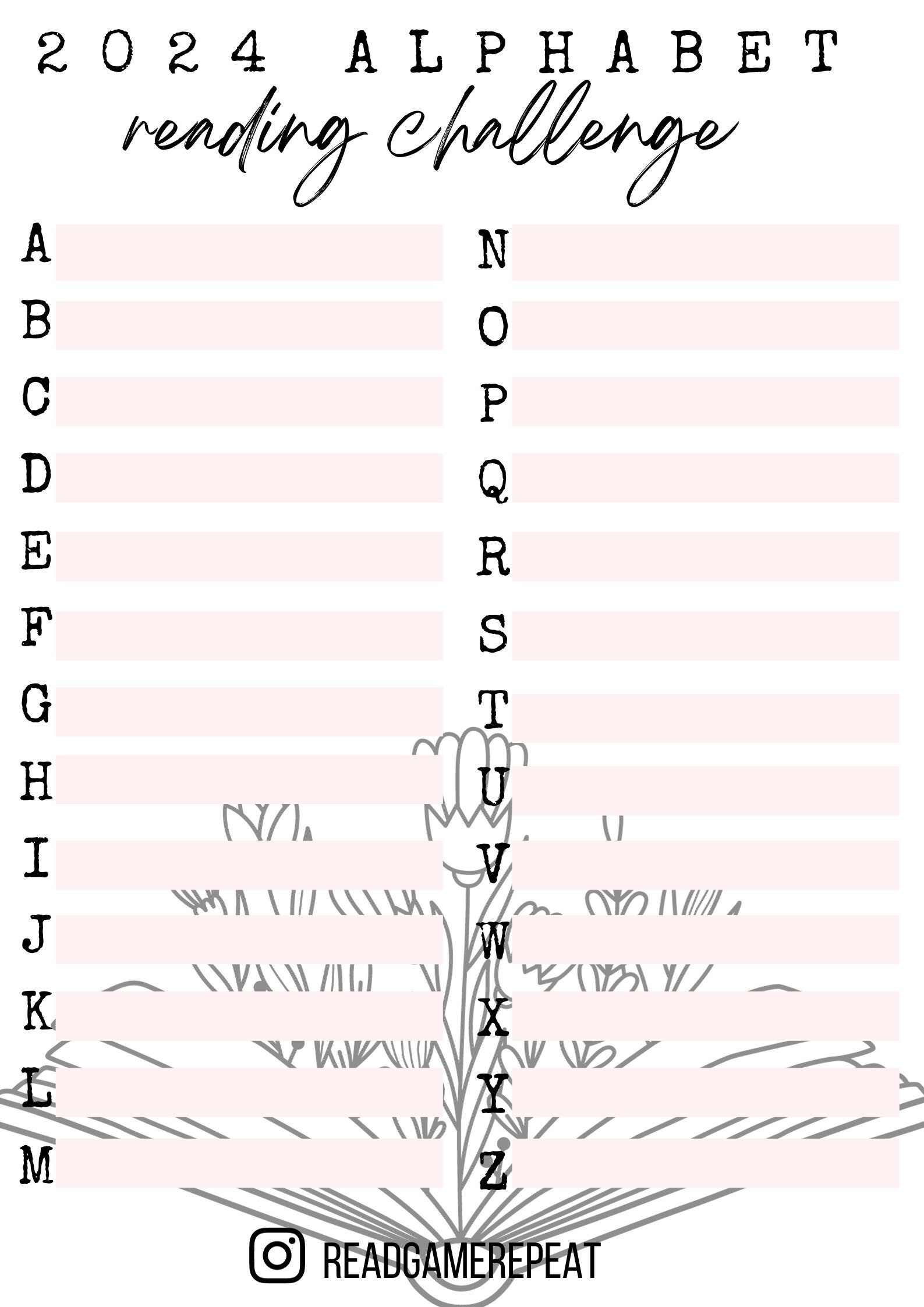2024 Alphabet Reading Challenge Printable - Etsy 2024 Alphabet Reading Challenge Printable - Etsy