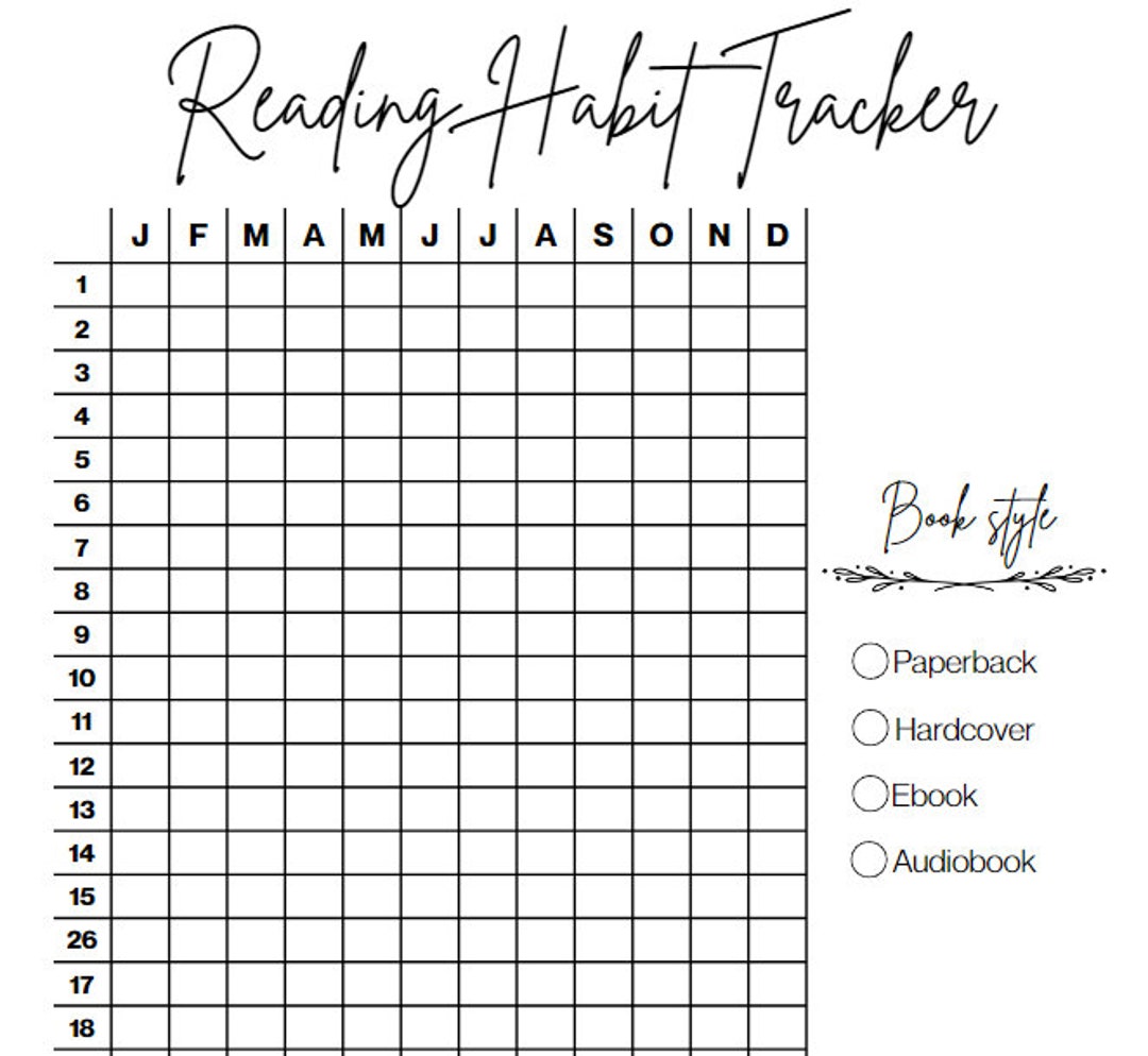 Reading Habit Tracker - Etsy