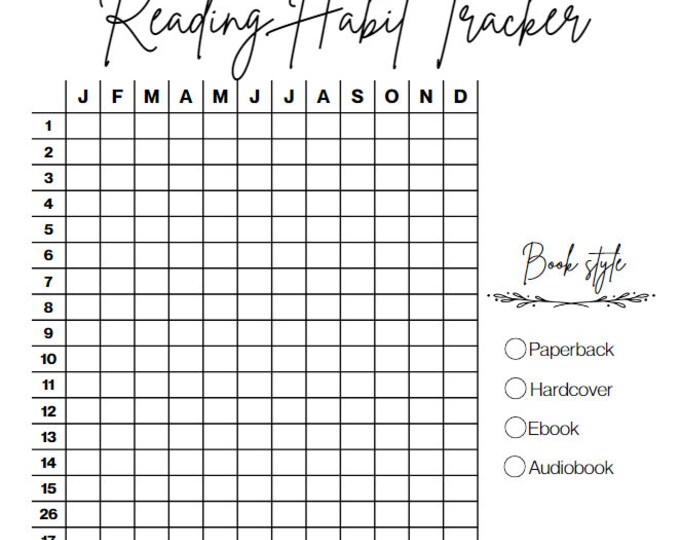 Reading Habit Tracker | Reading Tracker | Reading Printable | Digital ...