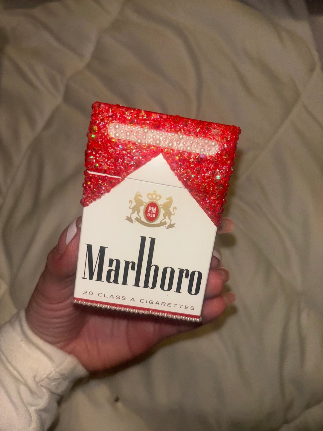 Handmade Bedazzled Cigarette Box Sparkling Crystal Smoking Case Unique ...