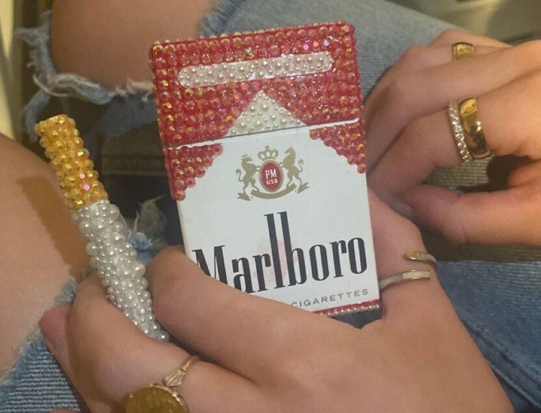 Handmade Bedazzled Cigarette Box Sparkling Crystal Smoking Case Unique ...