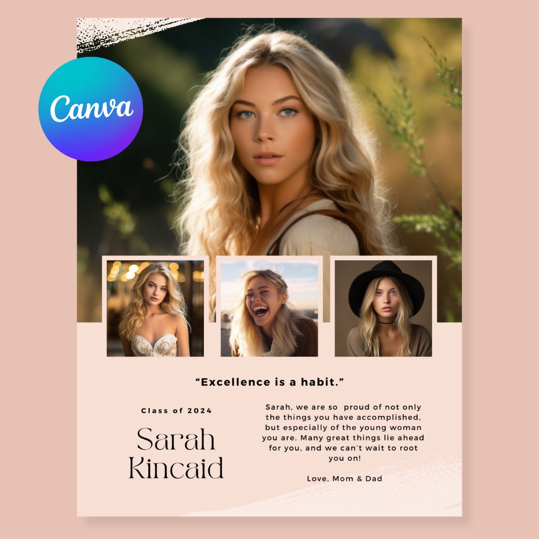 Senior Yearbook Ad, Easy Canva Template, Class of 2024, Graduate ...