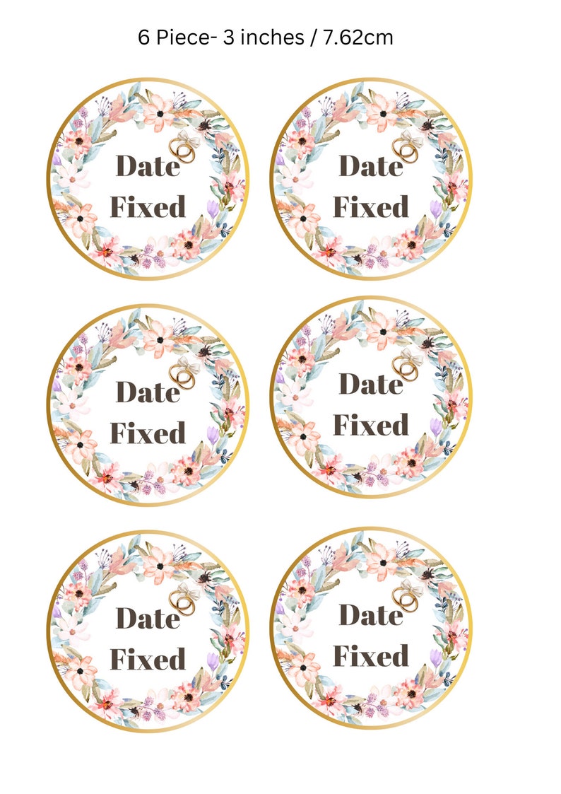 Date Fixed Cupcake Topper, Engagement Party Stickers (digital PDF) - Etsy