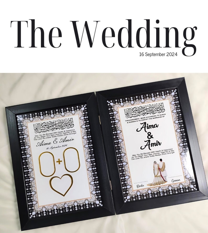 Weding Nikkah Floral Board Fingerprint Frame Islamic Acrylic Nikkah ...