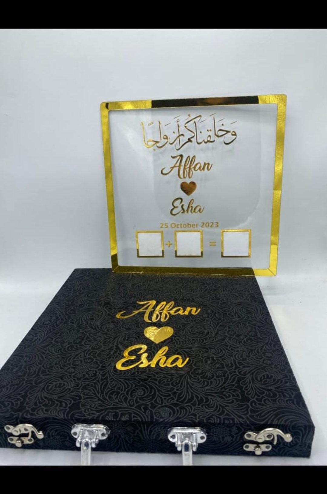Personalized Nikkah Acrylic Thumb Prints Couple Heart Thumb Frame With ...