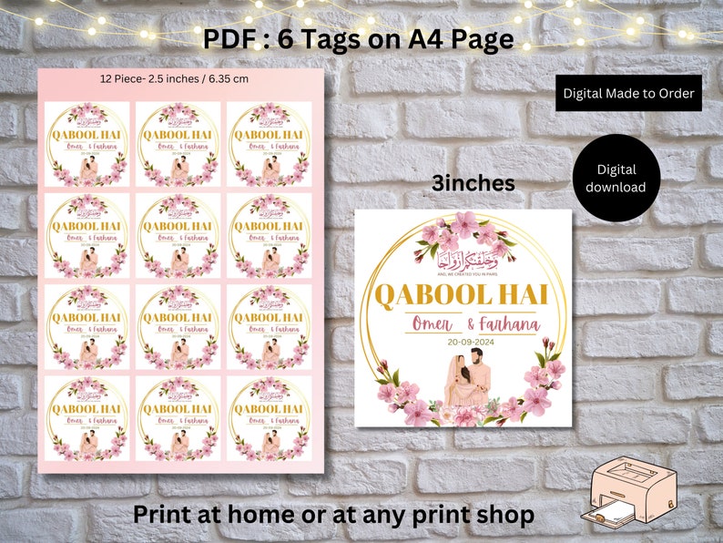 Methai Topper Customized Nikkah Ceremony Tags Qabool Hai Tags Nikkah ...