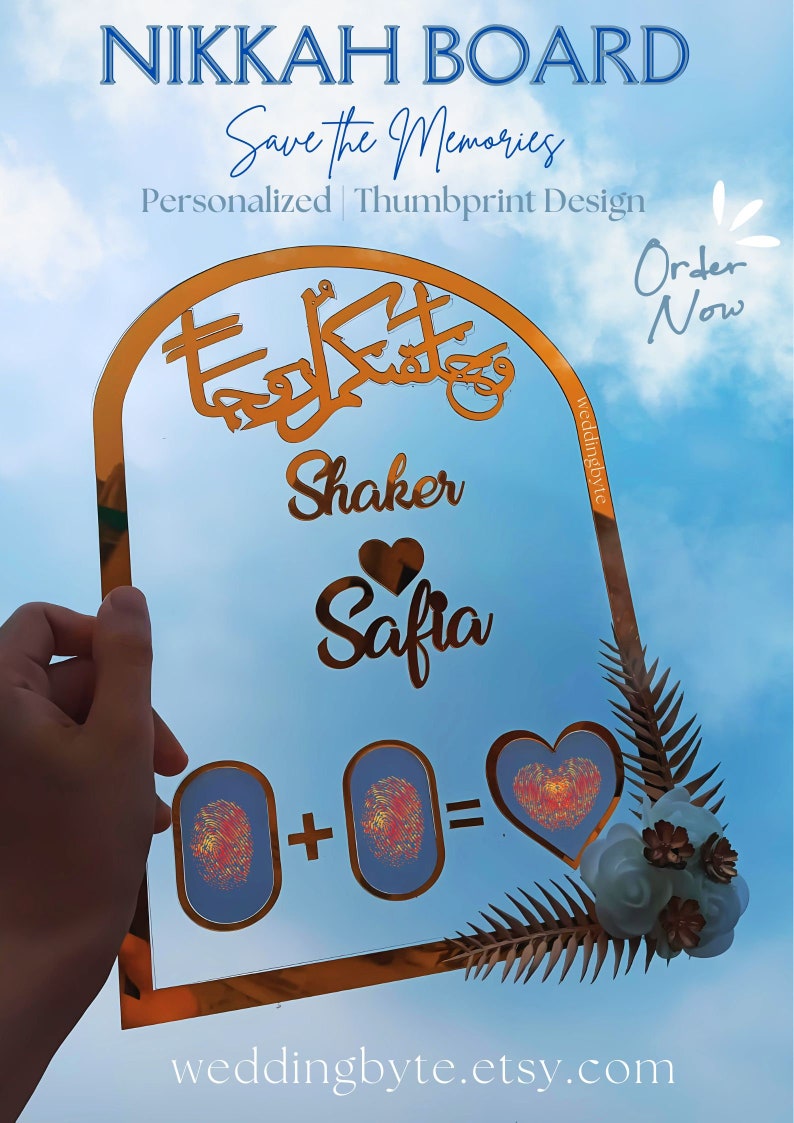 Handmade Arched Acrylic Nikah Couple Thumbprints Board Certificate ...