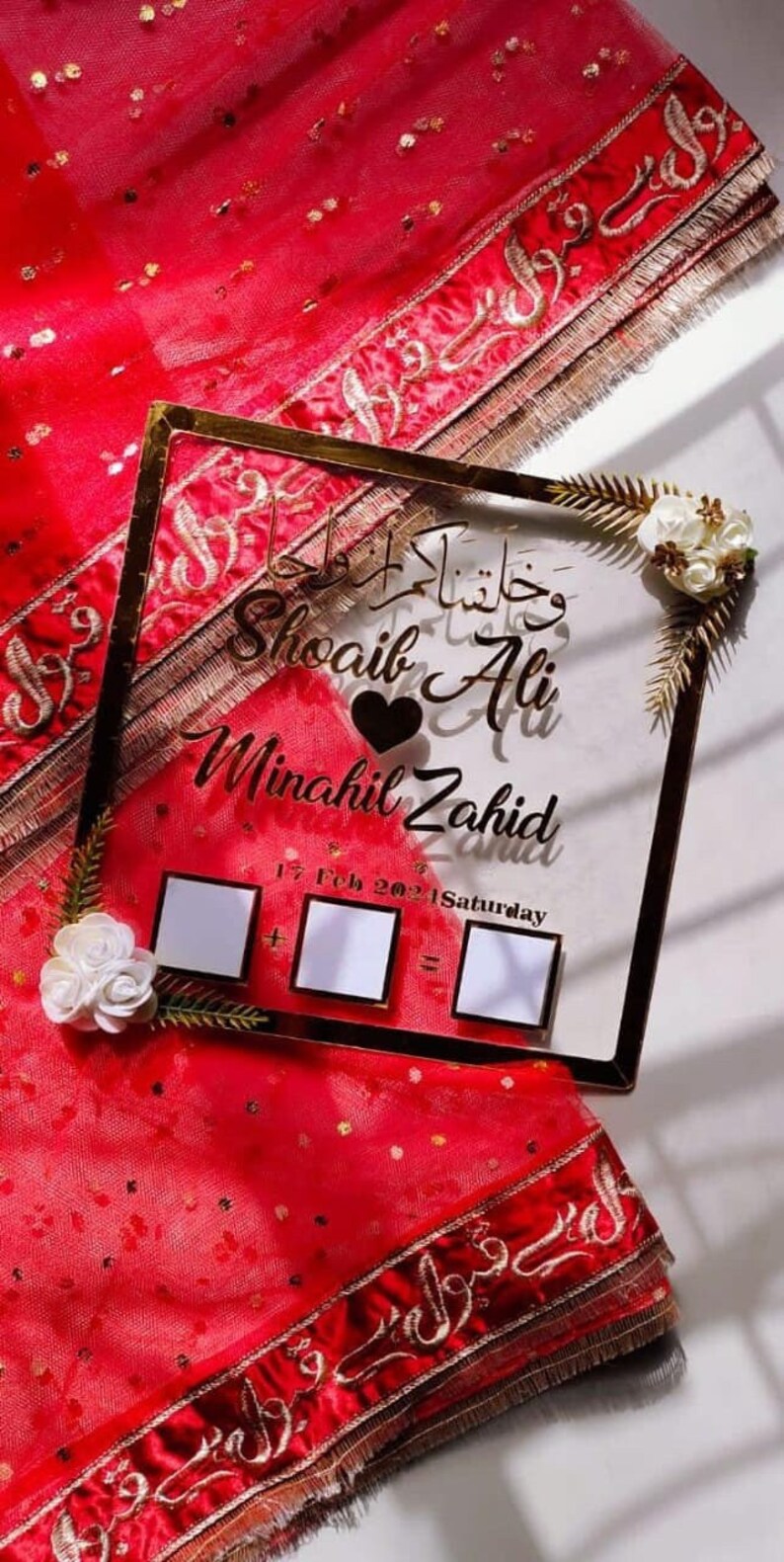 Personalized Combination Acrylic Nikkah Thumb Board & Red Nikkah ...