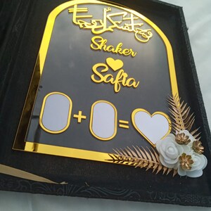 Handmade Arched Acrylic Nikah Couple Thumbprints Board Certificate ...