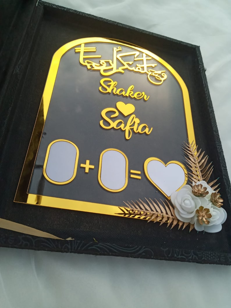 Handmade Arched Acrylic Nikah Couple Thumbprints Board Certificate ...