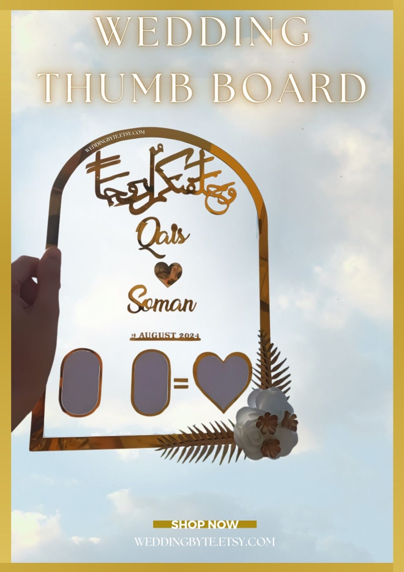 Handmade Arched Acrylic Nikah Couple Thumbprints Board Certificate ...