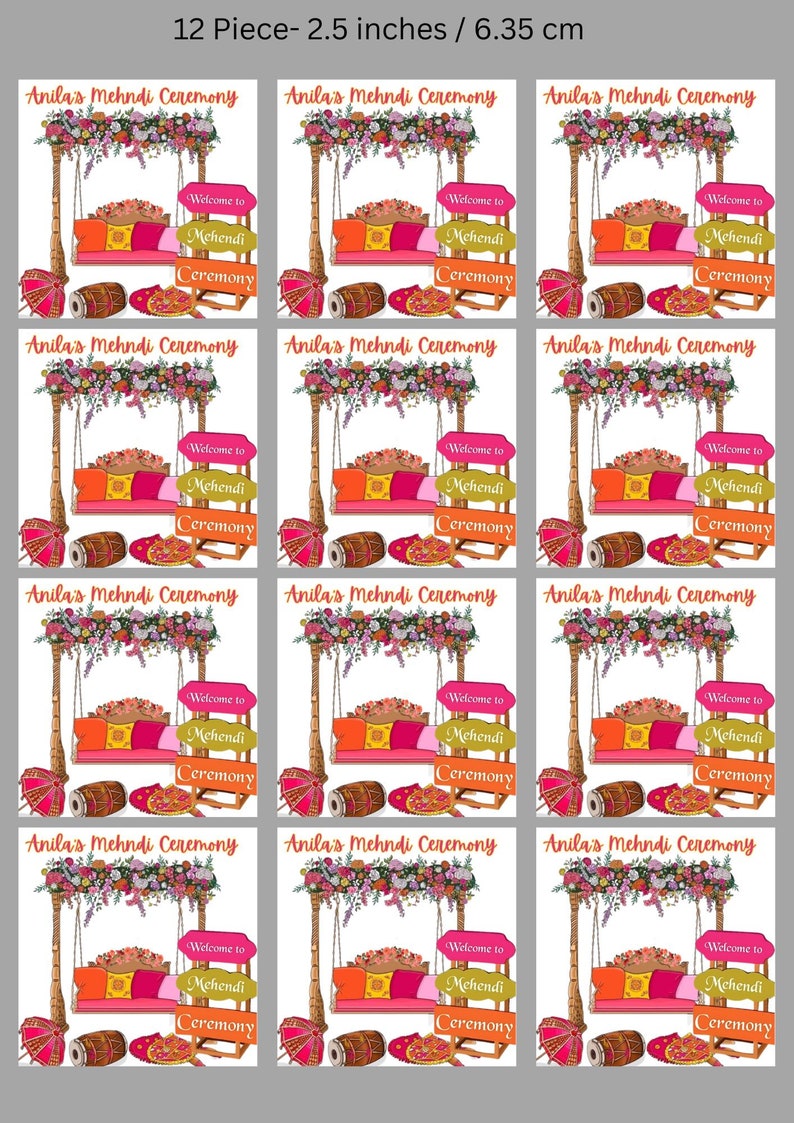 Methai Topper Mehndi Tags Favour Sticker Muslim Desi Pakistani Wedding ...