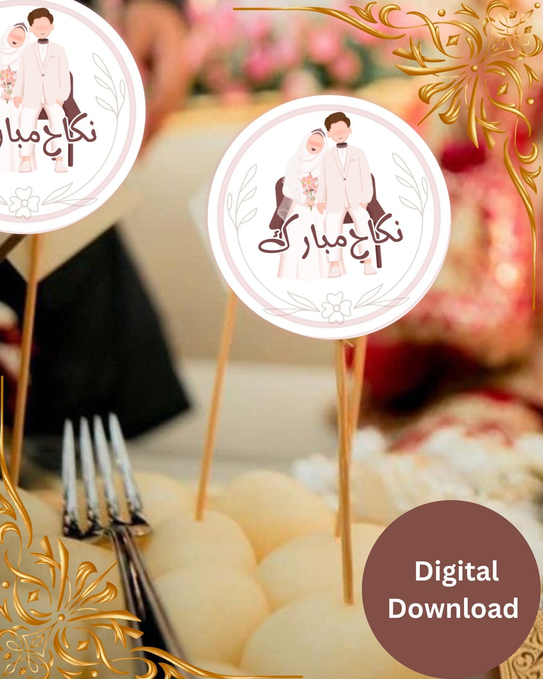 Printable Nikah Mubarak Stickers Favor Box Sticker Download Digital ...