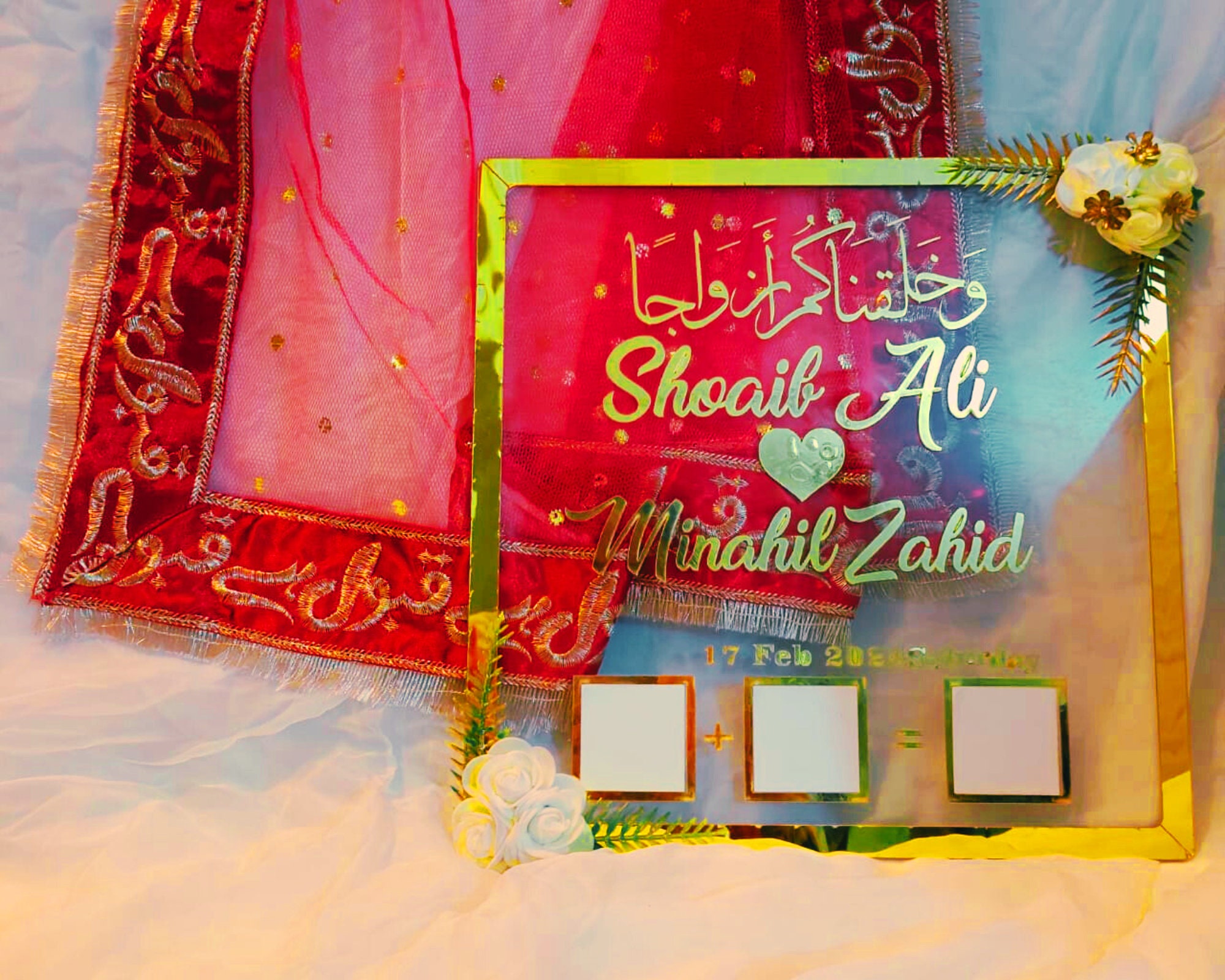 Personalized Combination Acrylic Nikkah Thumb Board & Red Nikkah ...