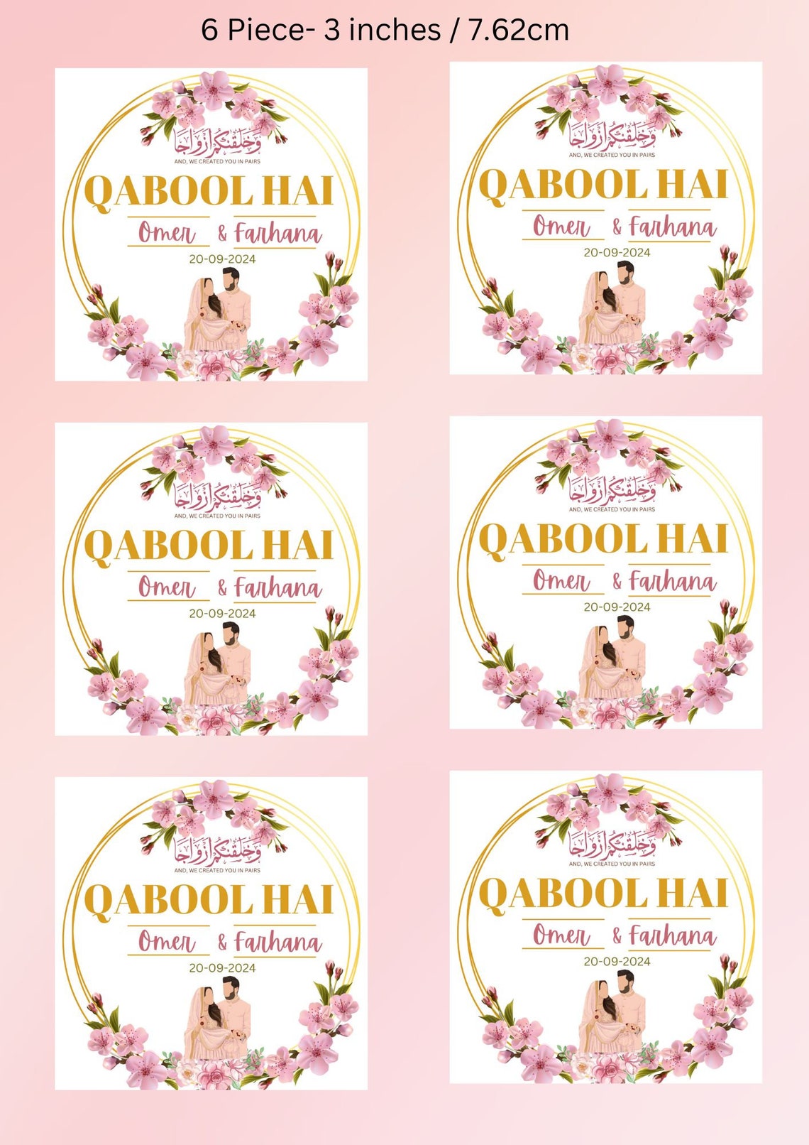 Methai Topper Customized Nikkah Ceremony Tags Qabool Hai Tags Nikkah ...