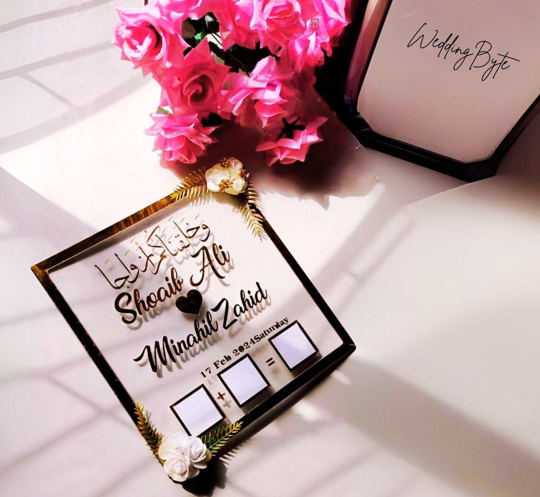 Nikkah Thumb Board Acrylic Frame Personalized Fingerprint Nikkah Board ...