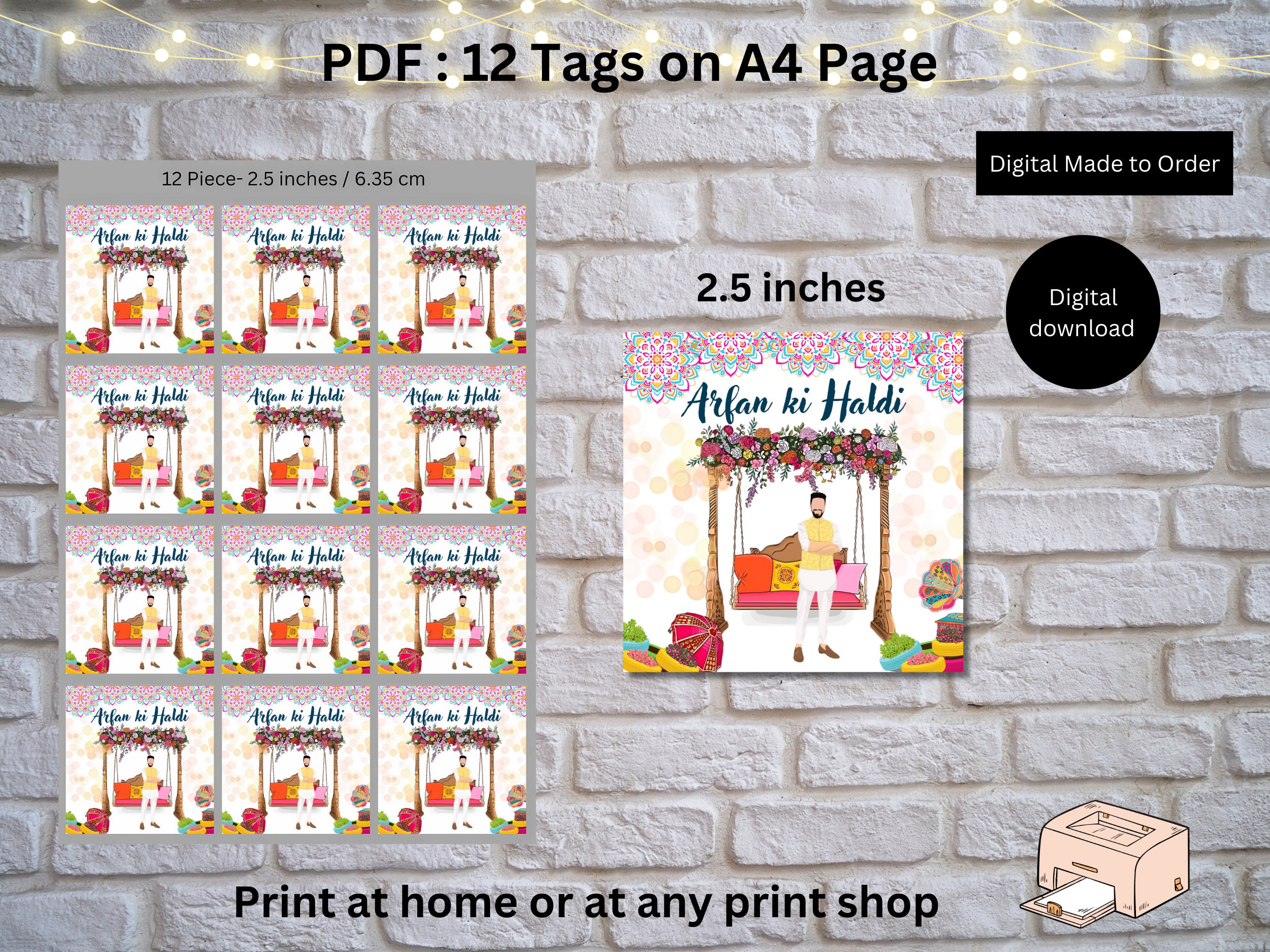 Methai Topper Mehndi Tags Favour Sticker Muslim Desi Pakistani Wedding ...