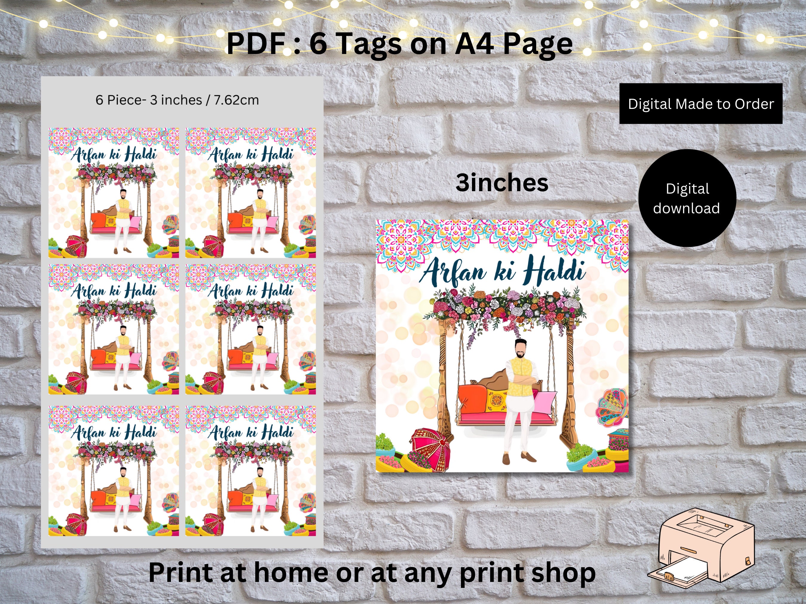 Methai Topper Mehndi Tags Favour Sticker Muslim Desi Pakistani Wedding ...