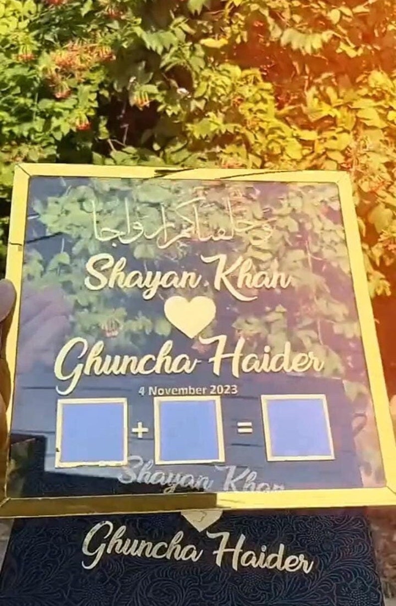 Nikkah Thumb Board Acrylic Frame Personalized Fingerprint Nikkah Board ...