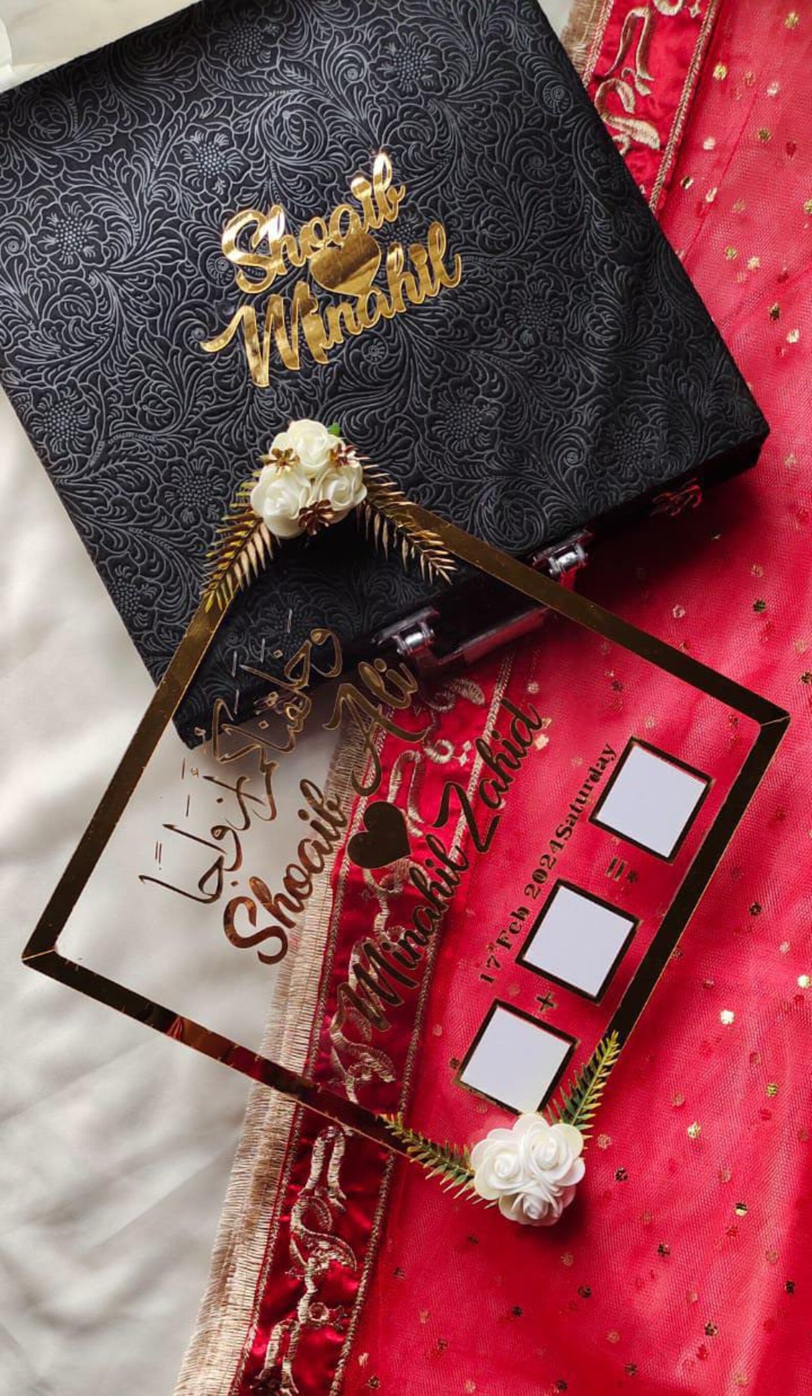 Personalized Combination Acrylic Nikkah Thumb Board & Red Nikkah ...