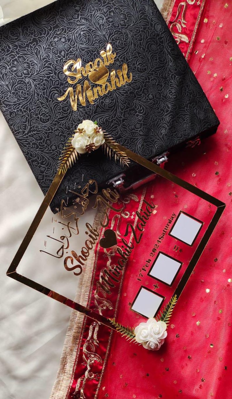 Personalized Combination Acrylic Nikkah Thumb Board & Red Nikkah ...