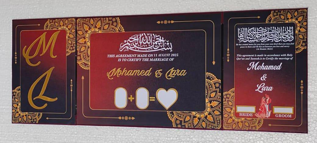 Personalized Red Nikah Certificate Book Box, Thumbprint Wedding ...