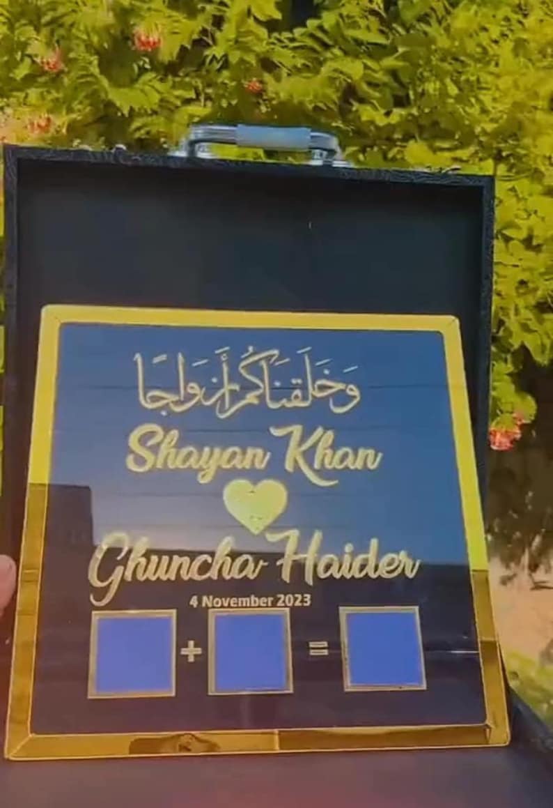 Nikkah Thumb Board Acrylic Frame Personalized Fingerprint Nikkah Board ...