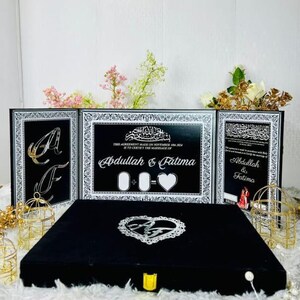 Personalized Nikah Certificate Book Box Red Nikkah Thumbprints and ...