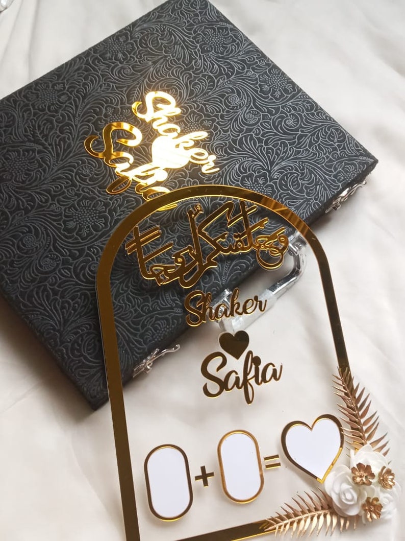 Arched Acrylic Nikah Couple Thumbprints Board Certificate Personalized ...