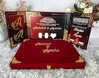 Personalized Nikah Certificate Book Box Red Nikkah Thumbprints and ...